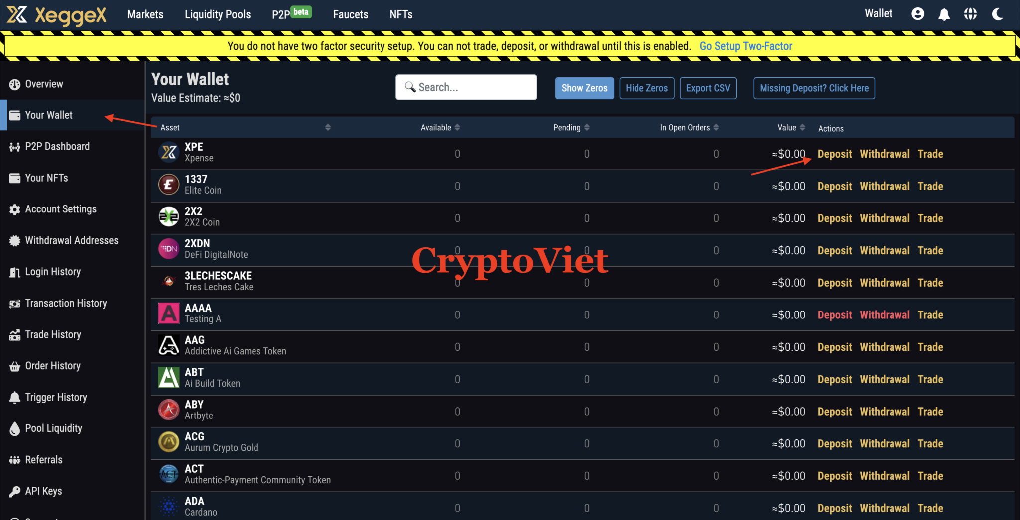 Đánh giá và hướng dẫn sử dụng sàn Xeggex – CryptoViet