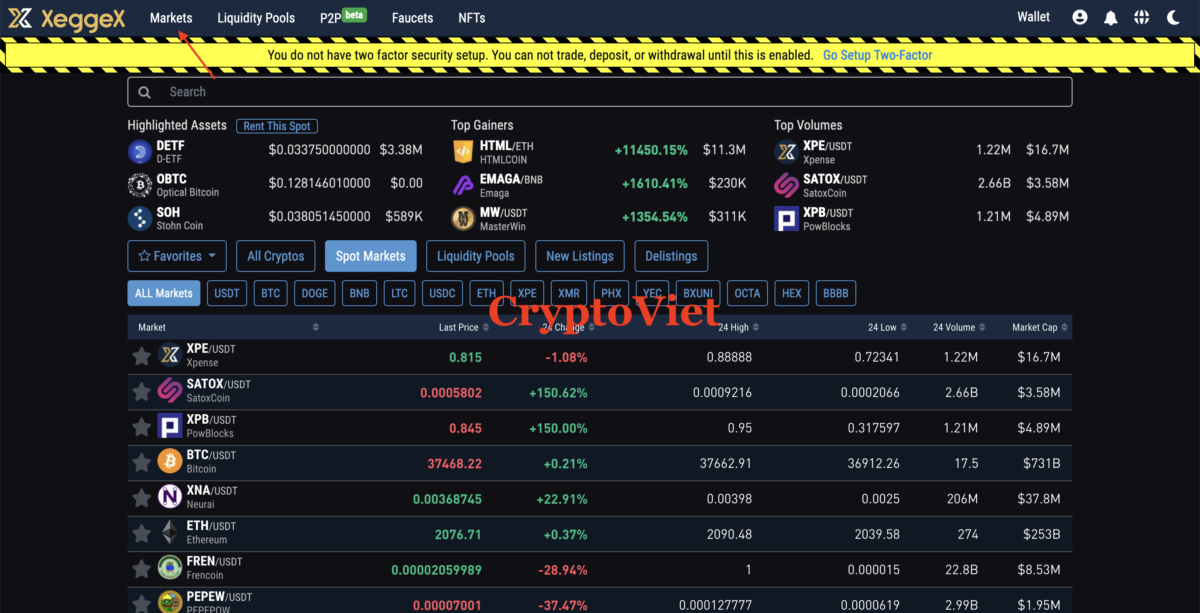 Đánh giá và hướng dẫn sử dụng sàn Xeggex – CryptoViet